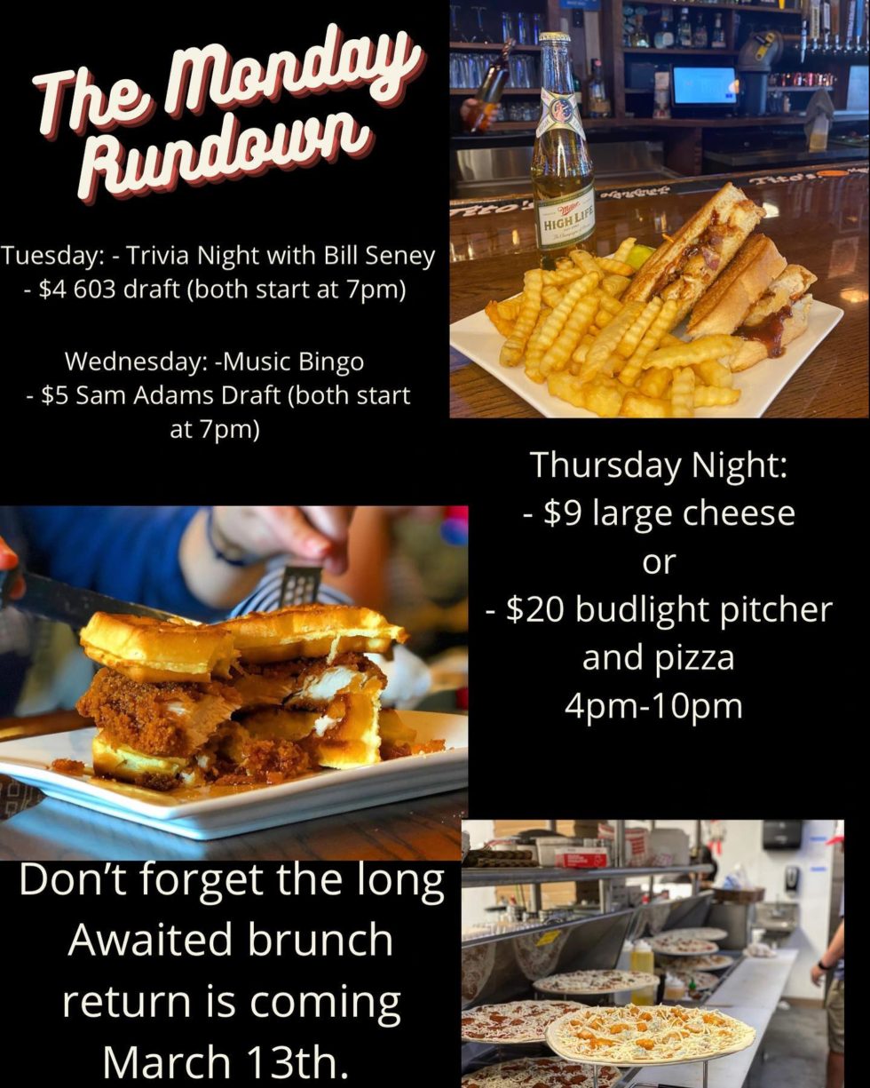 The Monday rundown. | Shopper’s Pub and Eatery